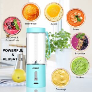 Portable Blender for Shakes and Smoothies, OBERLY Personal Travel Blender for Protein with 4000mAh USB Rechargeable Battery, Crush Ice, Frozen Fruit and Drinks, 18 oz Mini Travel Cup