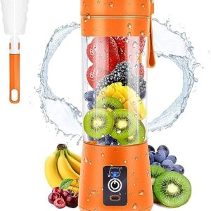 Portable Blender, MIAOKE Personal Mini Juice Blender, USB Rchargeable Juicer Cup with Six Blades in 3D, Smoothie Blender Home/Office/Outdoors- Orange