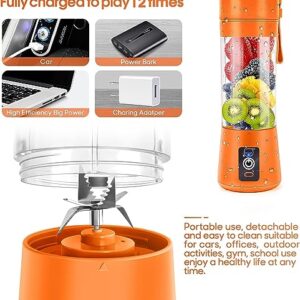 Portable Blender, MIAOKE Personal Mini Juice Blender, USB Rchargeable Juicer Cup with Six Blades in 3D, Smoothie Blender Home/Office/Outdoors- Orange