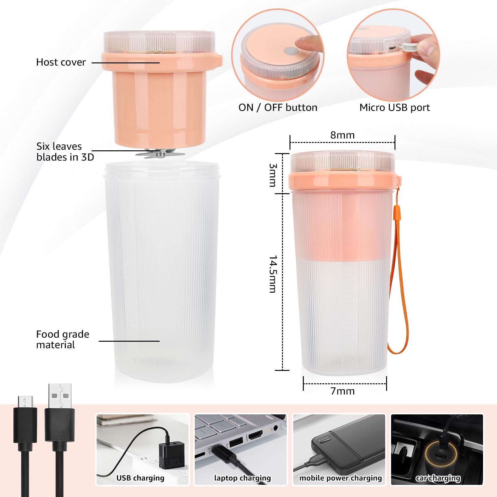 Blender Portable Blender Shakes And Smoothies Blenders Kitchen Personal Blender Mini Blender Small Blender Cup Personal Blender Smoothies