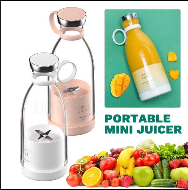 Katuza USB Rechargeable Personal Size Blender for Smoothies, Shakes, Juices & Protein Shakes-350ml- Portable Mini Fruit Blender for Home, School, Gym, Office, Travel (White)