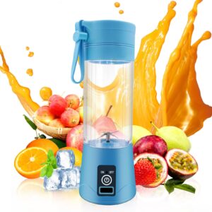 gucabe portable blender, personal blender for milkshakes and smoothies, mini juice blender with usb charging, smoothie blender 380ml (blue)