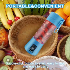 GUCABE Portable Blender, Personal Blender for Milkshakes and Smoothies, Mini Juice Blender with USB Charging, Smoothie Blender 380ML (blue)