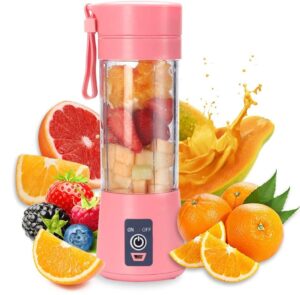 portable blender smoothies personal blender mini shakes juicer cup usb rechargeable (pink)