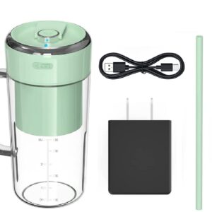 Portable Mini Blender for Shakes and Smoothies,Portable Blender 12oz Personal Blender with Rechargeable USB, Made with BPA-Free Material Portable Juicer, 10 Blades (Green)