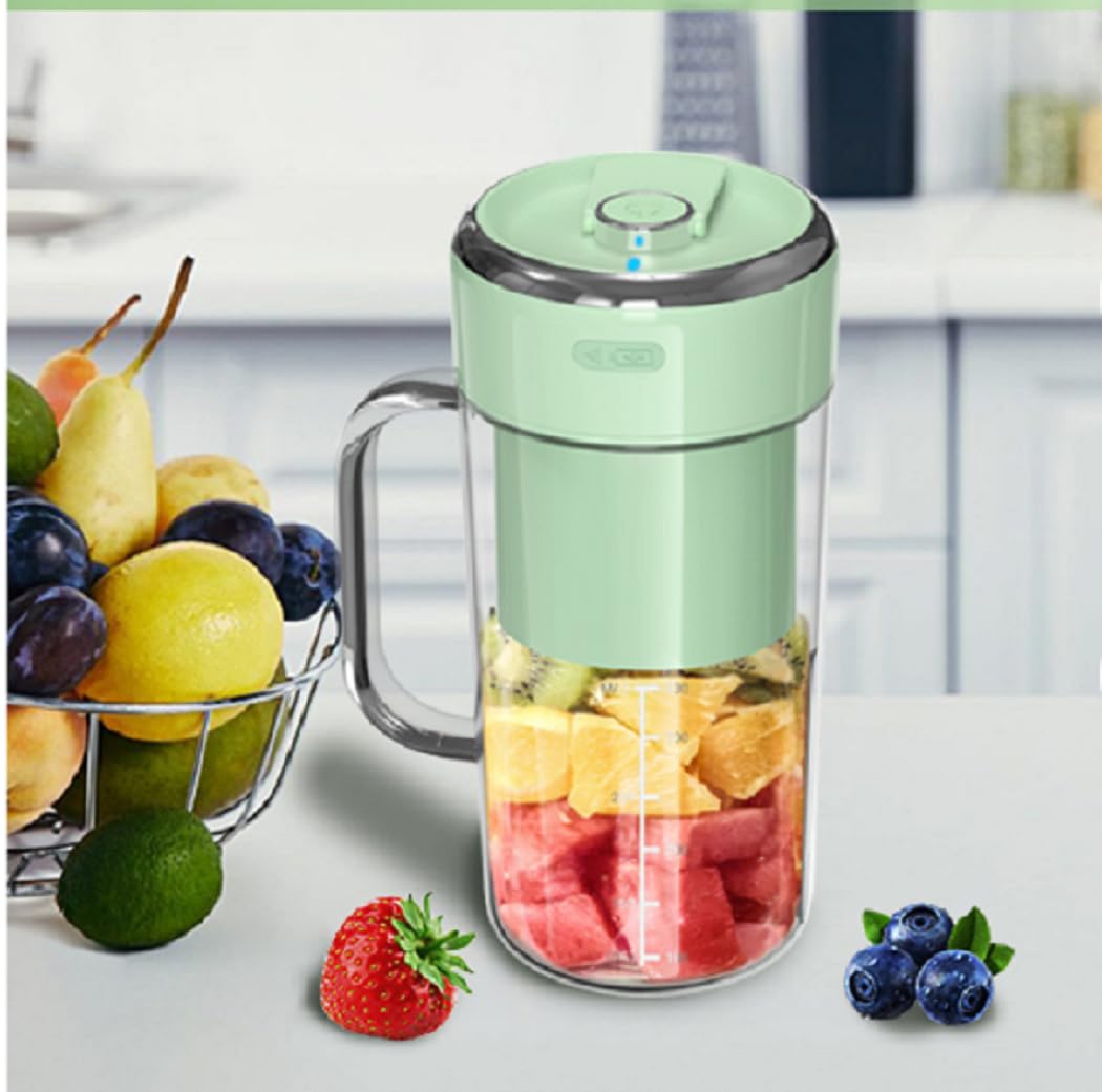 Portable Mini Blender for Shakes and Smoothies,Portable Blender 12oz Personal Blender with Rechargeable USB, Made with BPA-Free Material Portable Juicer, 10 Blades (Green)