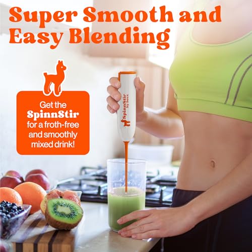 Becx Spinnstir Portable Handheld Drink Mixer for Protein Powder Pre-Workout Mushroom Coffee Greens Superfood Collagen Powder Milk Powder Hydration Packet Flavor Mixes Easy Clean Less Mess