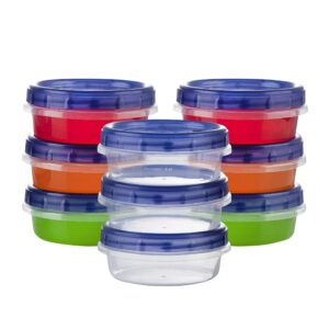 [8 oz 10 pack] twist top food soup storage containers with screw on lids reusable plastic freezer container leakproof, airtight, stackable, microwave safe bpa free