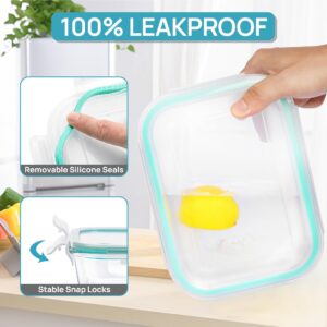 Vtopmart 15 Pack Glass Food Storage Containers with Lids, Glass Meal Prep Containers, Airtight Glass Bento Boxes with Leak Proof Locking Lids, for Microwave, Oven, Freezer and Dishwasher, BPA Free