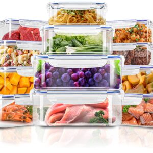 Utopia Kitchen Plastic Food Storage Container Set with Airtight Lids - Pack of 24 (12 Containers & 12 Snap Lids)- Reusable & Leftover Food Lunch Boxes - Leak Proof, Freezer & Microwave Safe