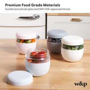 W&P Porter Seal Tight Glass Food Storage Container with Lid, Terrazzo Charcoal 24oz, Leak & Spill Proof Meal Prep Container, Microwave & Dishwasher Safe, Borosilicate Glass