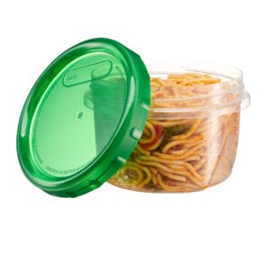 PLASTICPRO 6 Pack Twist Cap Food Storage Containers with Green Screw on Lid- 16 oz Reusable Meal Prep Containers - Freezer and Microwave Safe Green Plastic Food Storage