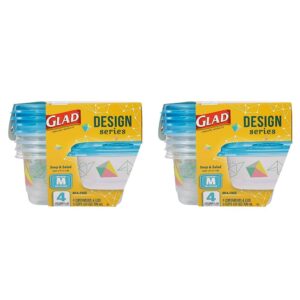 glad series food storage containers, 4 count | strong and durable food storage food containers for everyday use | use to store meals, snacks, and desserts (pack of 2)