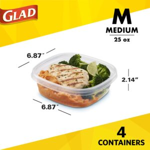 Glad Series Food Storage Containers, 4 Count | Strong and Durable Food Storage Food Containers for Everyday Use | Use to Store Meals, Snacks, and Desserts (Pack of 2)