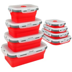 guyuyii collapsible food storage containers - 4pc collapsible bowls with airtight lid, vent - perfect for rv organization and storage, meal prep, lunch and more - microwave, dishwasher, freezer safe