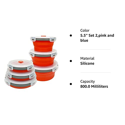 CARTINTS Red Silicone Collapsible Food Storage Containers-Prep/Storage Bowls with Lids - Round Silicone Food Storage Containers - Microwave and Freezer Safe 3Pack