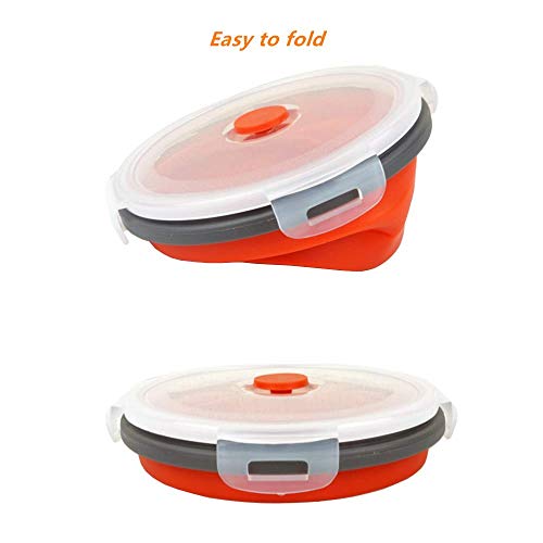 CARTINTS Red Silicone Collapsible Food Storage Containers-Prep/Storage Bowls with Lids - Round Silicone Food Storage Containers - Microwave and Freezer Safe 3Pack