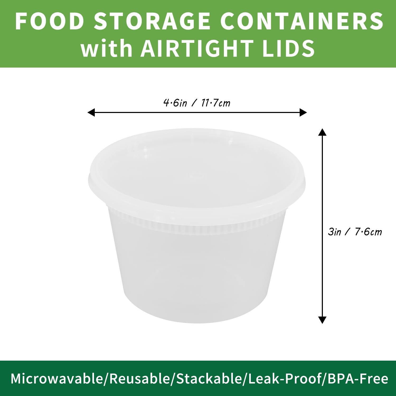 [50 Sets - 16 oz.] Plastic Deli Disposable Food Storage Containers With Airtight Lids, Deli, Slime, Soup, Meal Prep Containers | BPA Free | Stackable | Leakproof | Microwave/Dishwasher/Freezer Safe…