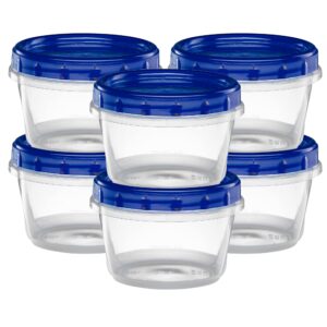 elegant disposables twist top deli containers food storage containers blue screw on lid reusable stackable leakproof airtight, pack of 10-16 oz containers