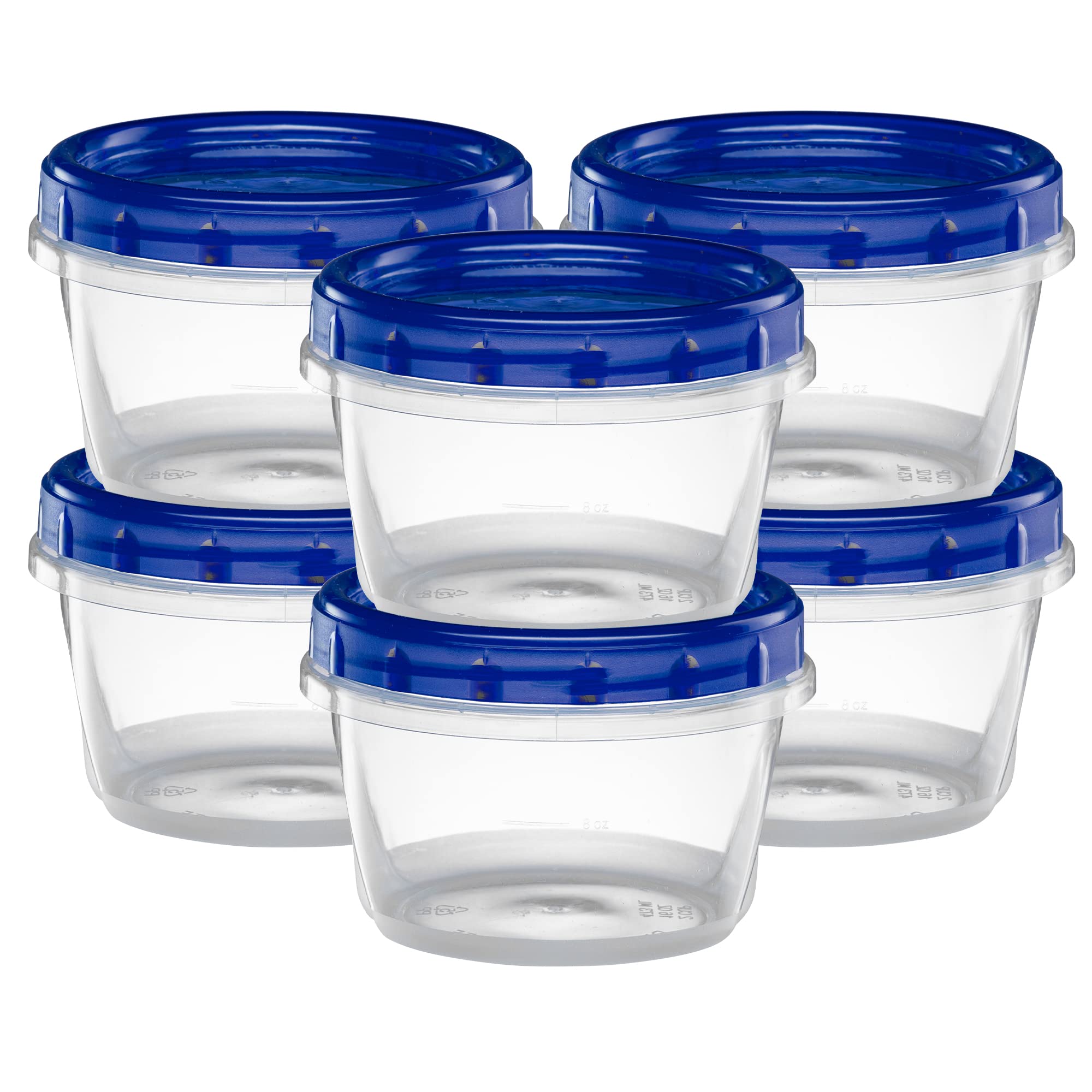 Elegant Disposables Twist Top Deli Containers Food Storage Containers Blue Screw on Lid Reusable Stackable Leakproof Airtight, pack of 10-16 oz containers