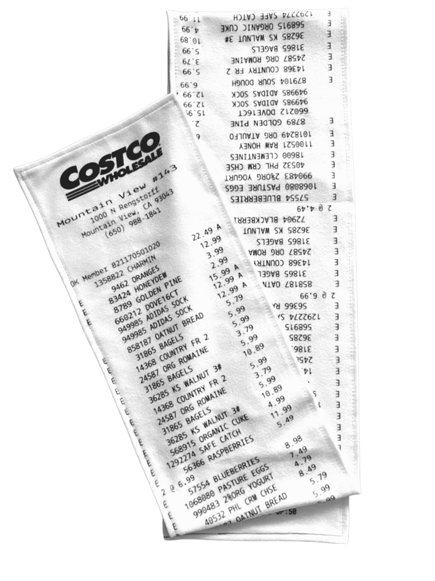 Costco Receipt Scarf, Double Sided, Hilarious 100% Fleece Scarf. Looks Like a Real Costco Receipt