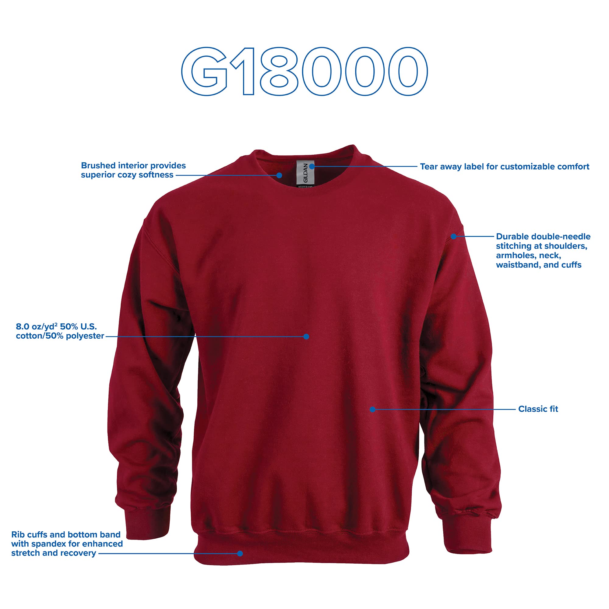 Gildan Adult Fleece Crewneck Sweatshirt, Style G18000, Multipack, Cardinal Red (1-Pack), Medium