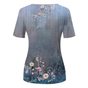 Ceboyel Womens 2023 Floral Print Summer Tops Dressy Trendy Shirts Short Sleeve Casual Blouses Trendy Ladies Clothes Womens Tops Navy 2X