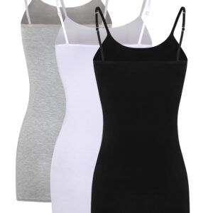 WILLBOND 3 Pieces Women Basic Long Tanks Adjustable Spaghetti Strap Camisole Top (,)