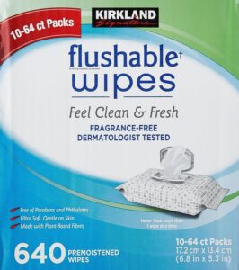 kirkland signature moist flushable enhanced cleansing & freshness ultra soft hypoallergenic plant-based wipes - 640 count