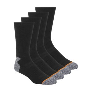 weatherproof mens 4 pack terry crew socks, black, 10-13 us