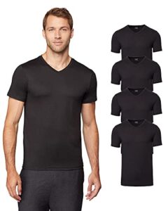 32 degrees mens 4 pack cool v-neck t-shirt | anti-odor | quick drying | 4-way stretch, black, x-large