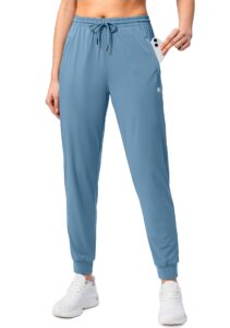 g gradual women's joggers pants with zipper pockets tapered running sweatpants for women lounge, jogging (slate blue, x-large)