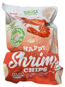 costco happy chips with garlic & butter 13.5% shrimp family size, 16 oz