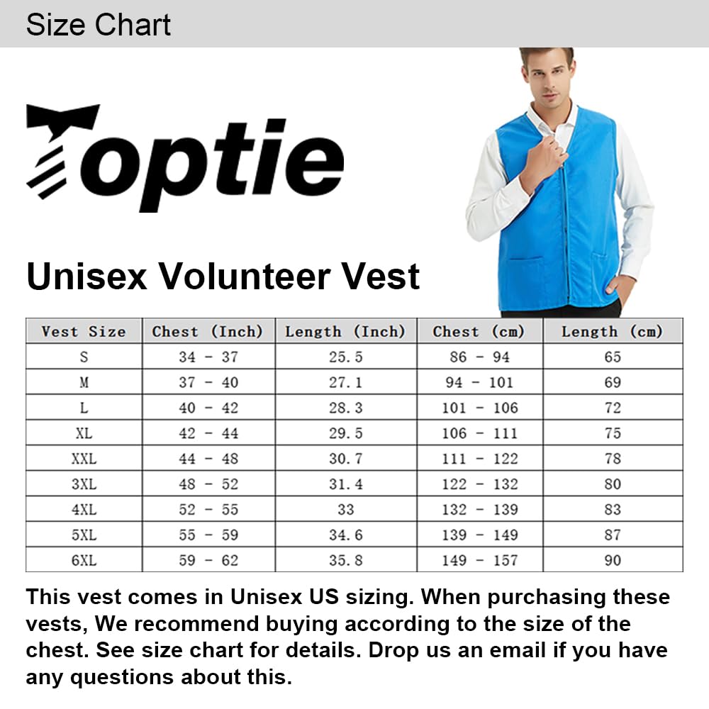 TopTie Adult Volunteer Activity Vest Supermarket Uniform Vests Clerk Workwear-Red-XXL