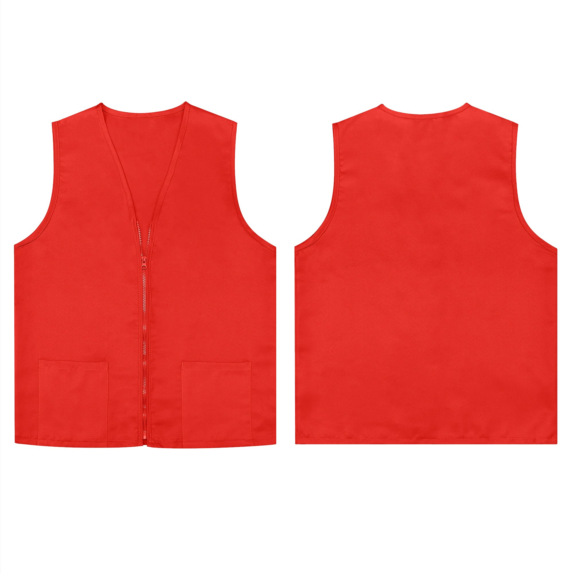 TopTie Adult Volunteer Activity Vest Supermarket Uniform Vests Clerk Workwear-Red-XXL