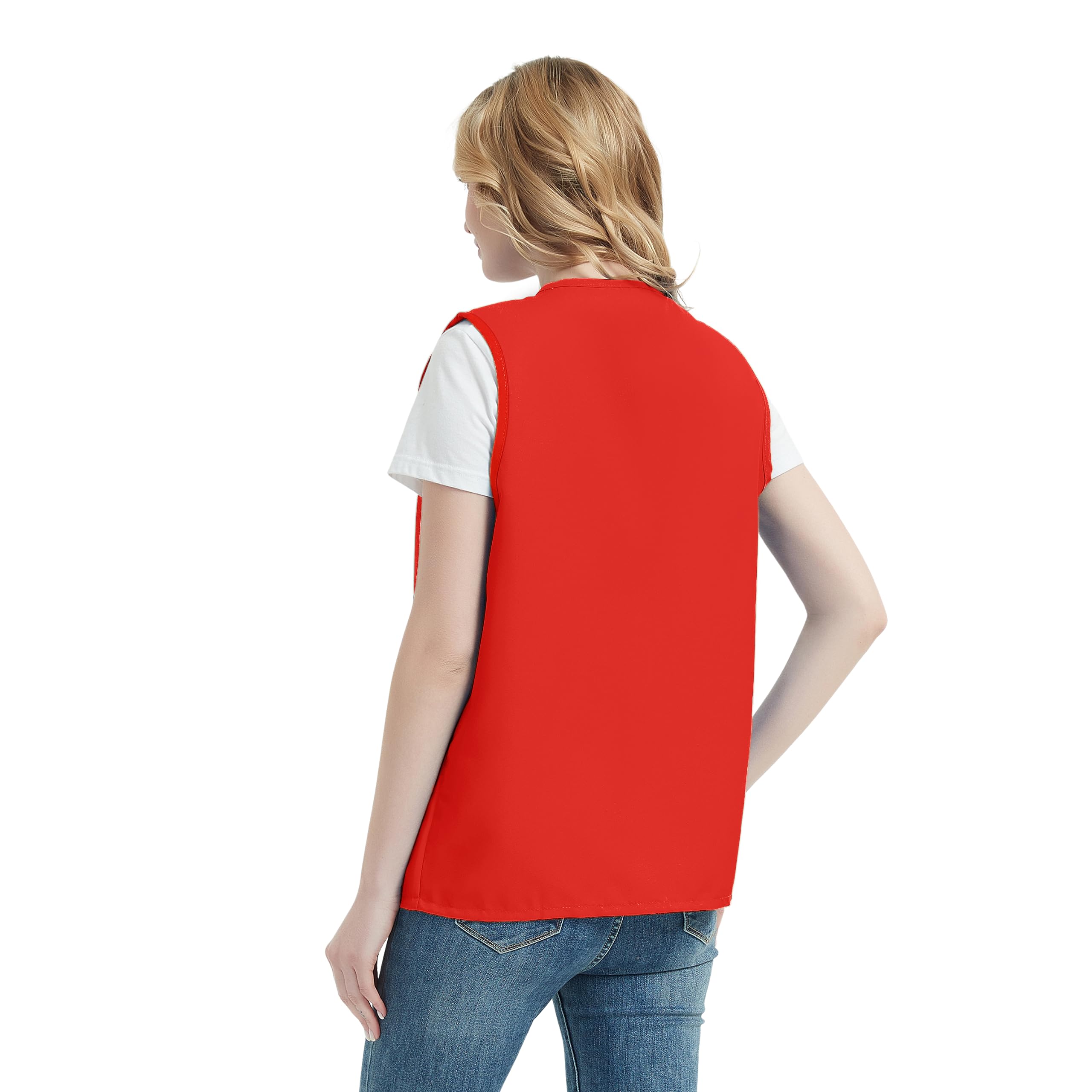 TopTie Adult Volunteer Activity Vest Supermarket Uniform Vests Clerk Workwear-Red-XXL