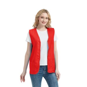 TopTie Adult Volunteer Activity Vest Supermarket Uniform Vests Clerk Workwear-Red-XXL