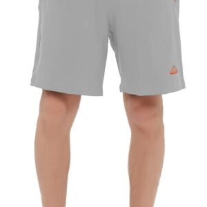 Rdruko Men's Hiking Running Shorts Quick Dry Athletic Performance Shorts Zip Pockets(Light Grey, US L)