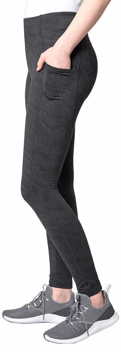 Mondetta Womens Midweight Brushed Jacquard Legging (Large, Black Combo)