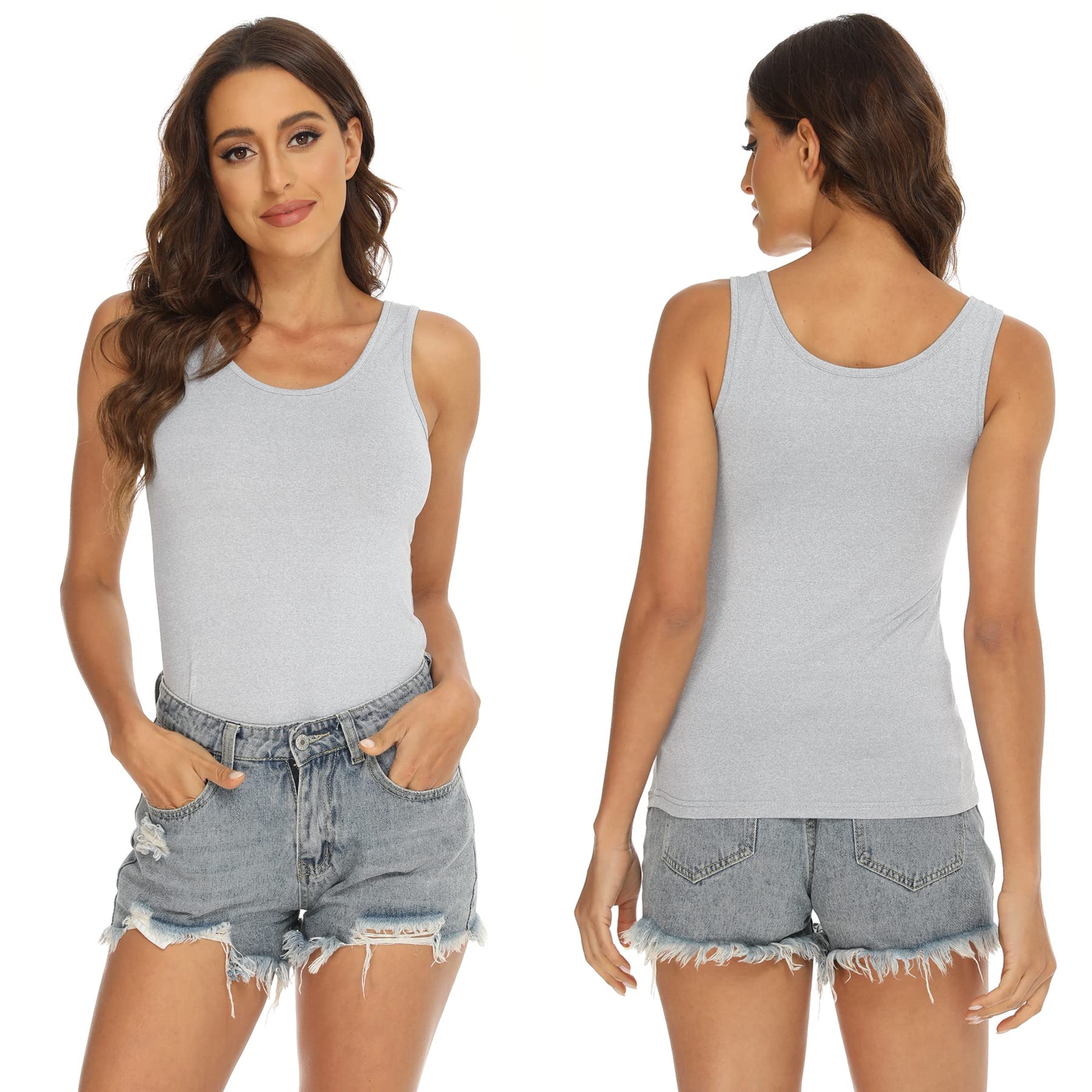 BQTQ 5 Pcs Tank Tops for Women Undershirt Sleeveless Under Shirts Tank Top, S