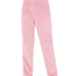 Women's Plush Fuzzy Pajama Pants Warm Cozy Pj Bottoms Drawstring Lounge Pants Fleece Sweatpants Fluffy Sleepwear E Pink Large