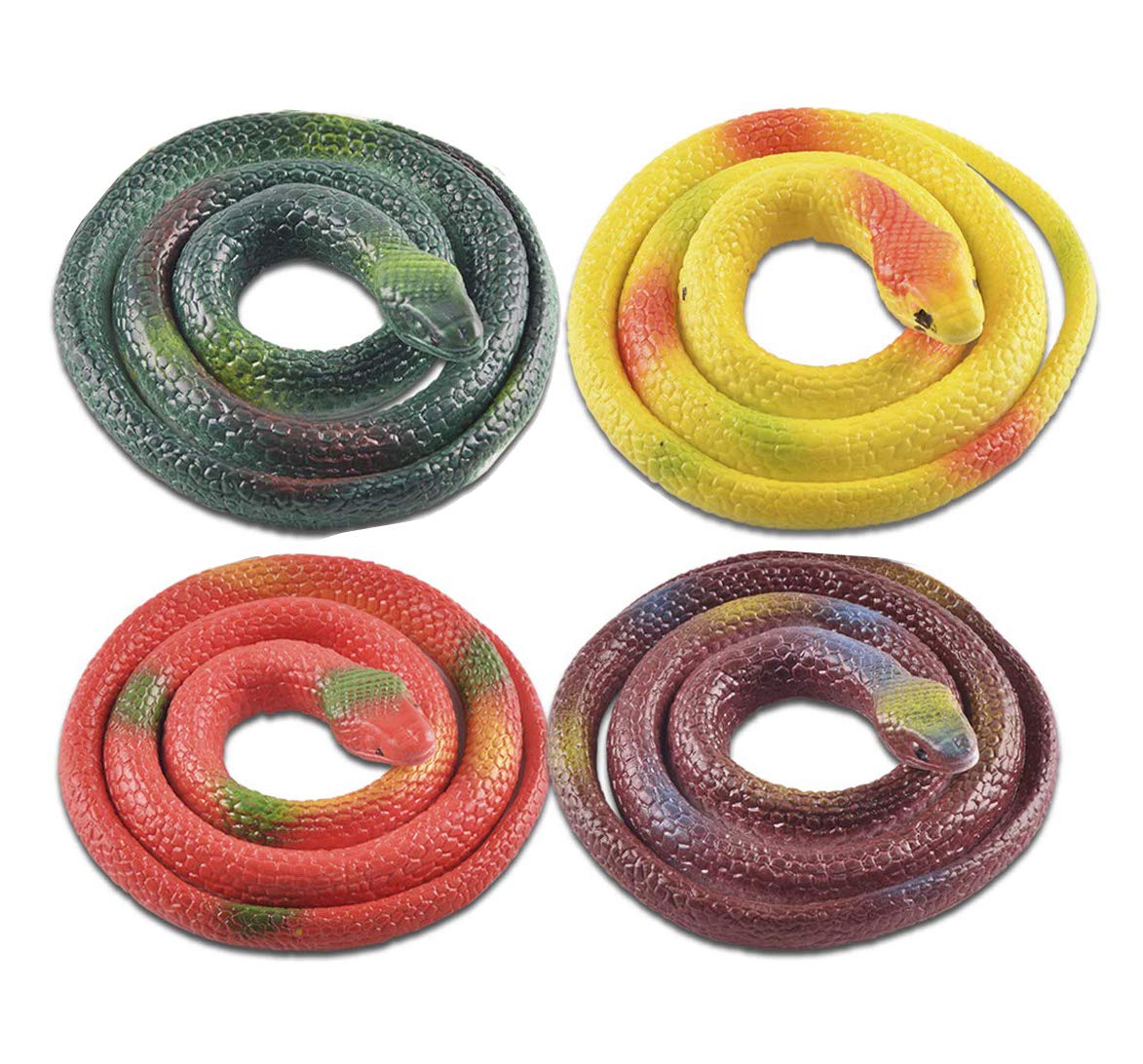 LRCXL Rubber Snakes to Keep Birds Away - 4 Pieces Realistic Fake Snake Toys for Garden Props to Keep Birds Away, Scare Squirrels, Mice, Pranks