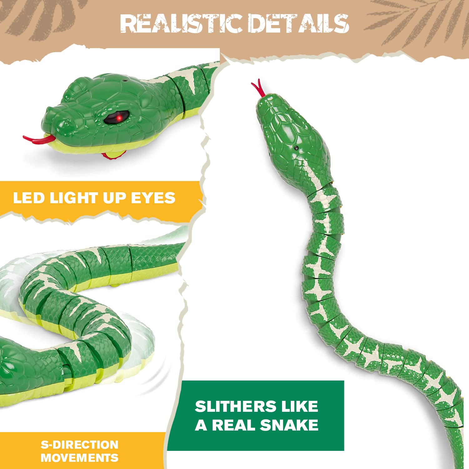 Terra by Battat Remote Control Emerald Tree Boa - Electronic Snake Toy for Kids Ages 6+