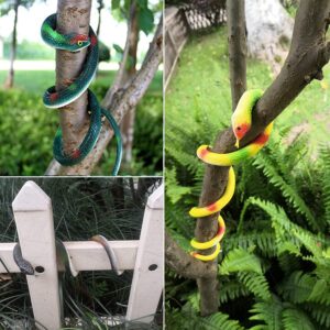 Hsxfl Rubber Snakes to Keep Birds Away, 4 Pieces 27.5 Inch Realistic Rubber Snakes, Plastic Fake Snakes Toy Snake for Garden Props to Scare Birds, Squirrels, Mice, Pranks,Halloween Decoration