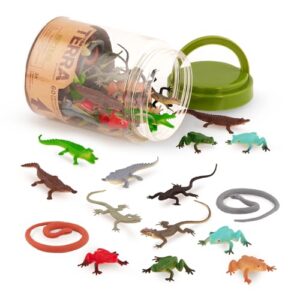 terra by battat – 60 pcs lizards animal tube – realistic plastic animal toys – reptile & amphibian figurines – frog, alligator, snake & more for kids and toddlers 3+