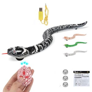 faukait remote control snake toy rc&robot electric snake toy fast moving of fake rattlesnake christmas halloween toys party favor gifts joke prank for kids boys(black)