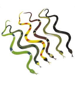 fun central 12-pack realistic rubber snakes - 14-inch flexible prank props, party favors, halloween décor, garden protection - hilarious fun for kids & adults, assorted styles