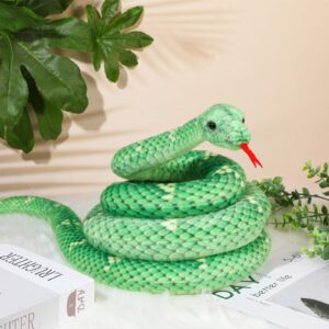 HyDren Giant Boa Constrictor Large Stuffed Animal Snake Giant Snake Plush Realistic Stuffed Snake Toy 80 Inch Lifelike Snake Gifts for Kids Birthday Party Prank Props(Green)