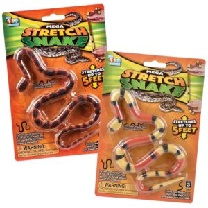 Rhode Island Novelty The Toy Network Fake Snake - Mega Stretch Snake 22" - Stretches Up to 5 Feet - Set of 2