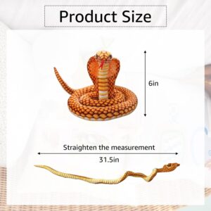 refavor Snake Stuffed Animals - 31.5" Large Cobra Snake Plushies Toy Gifts Realistic Snake Plush Toys Cobra Snake Stuffed Animals Prank Props Animal Party Decorations Favors Gifts(Yellow)